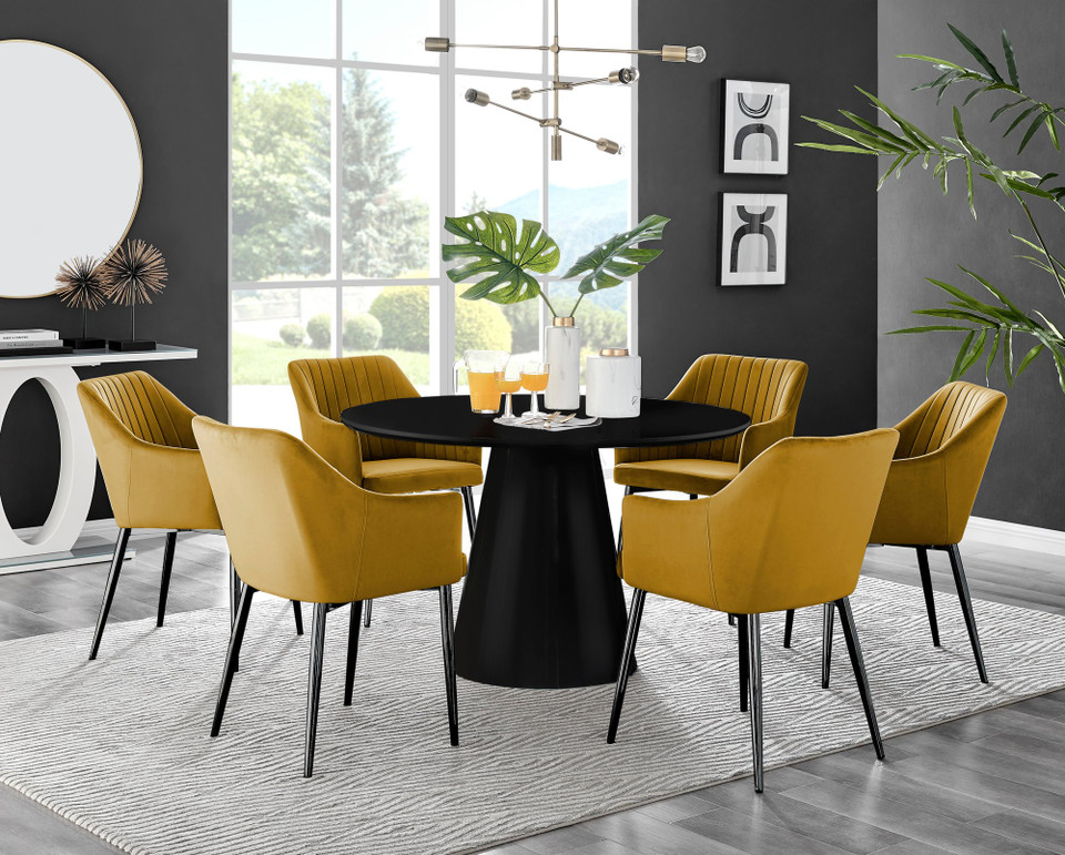 Round extending table and 6 chairs store